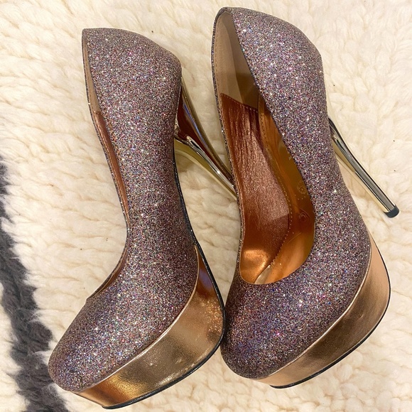 Lasonia | Shoes | Womens Rose Gold Glitter Pump | Poshmark